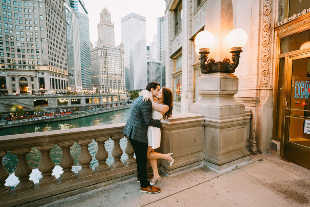 Trendy Chicago Riverwalk Engagement Fall // Alexandra + Justin